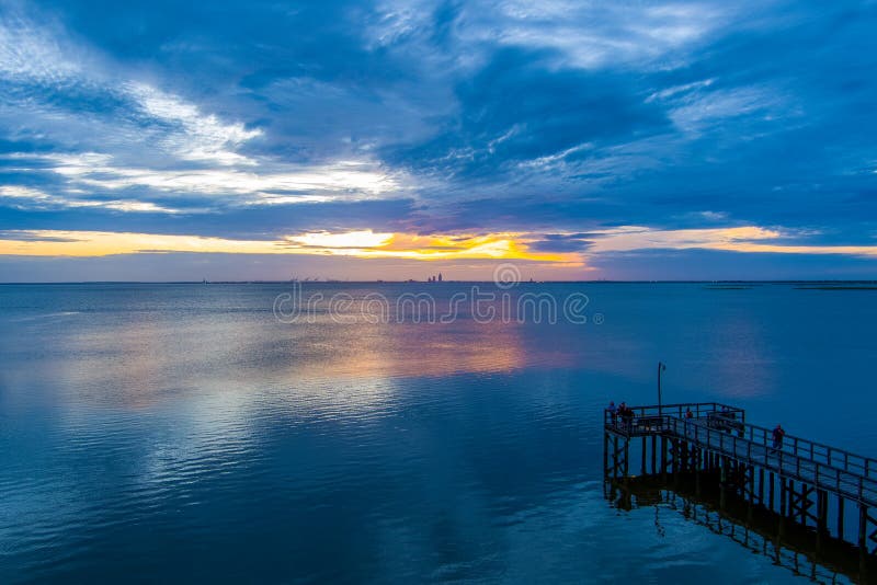 Mobile Bay At Sunset In June Of 2021 On The Alabama Gulf Coast Stock ...