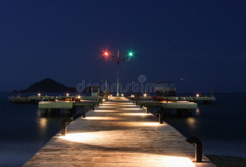 Pier at night stock photo. Image of wooden, lights, travel - 53822564