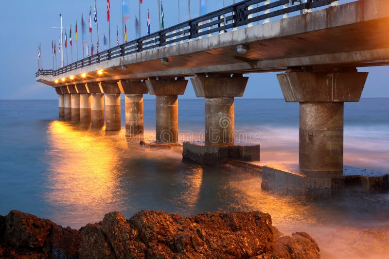 Pier in Port Elizabeth at Sunrise Stock Photo - Image of colourful ...