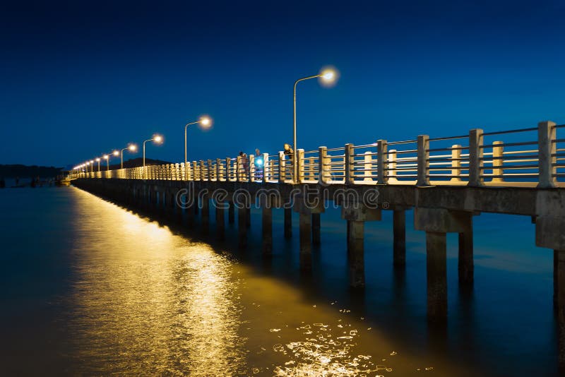 Pier at night stock image. Image of outdoor, flow, thailand - 133554433