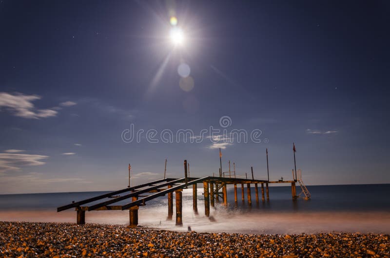 Pier at Night stock photo. Image of concrete, lights - 63947900
