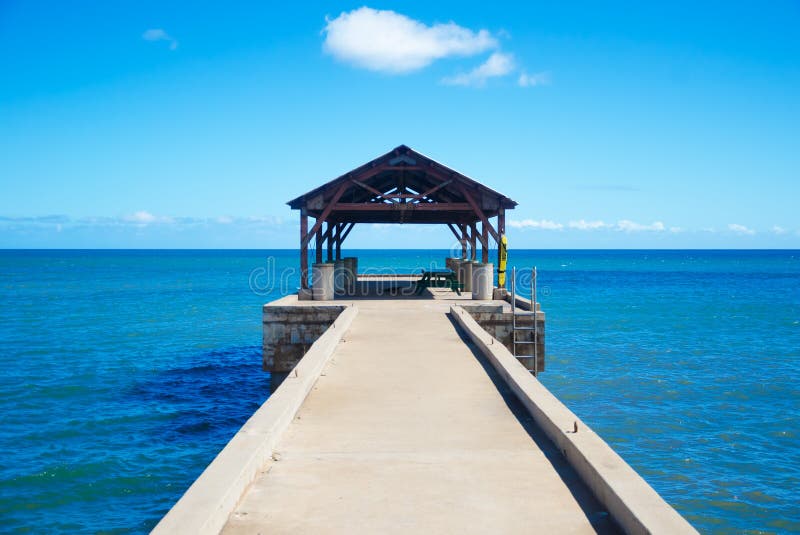 Pier in Pacific Ocean in Hawaii Stock Image - Image of outside, summer ...