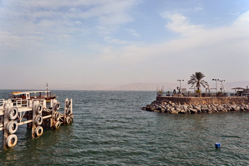 Pier (pier) on the Waterfront Tiberias Stock Image - Image of passenger ...