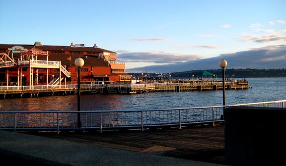 Pier at Puget Sound in Seattle V2 Stock Photo - Image of blue, pier ...