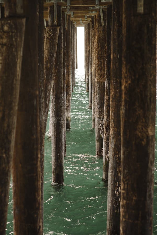 Pier pylons with the ocean stock photo. Image of pattern - 124717032