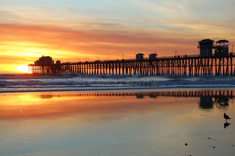 Oceanside Pier, Ca stock image. Image of birds, pier, pacific - 559071