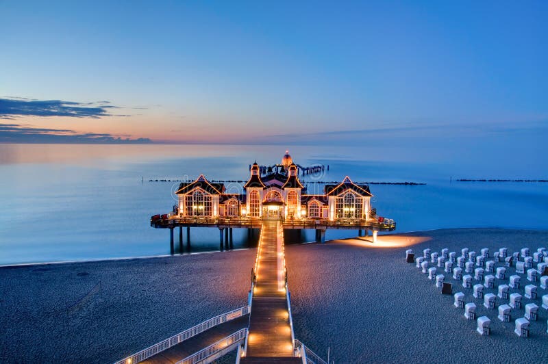 Pier with Restaurant at the Baltic Sea, Germany Stock Image - Image of ...