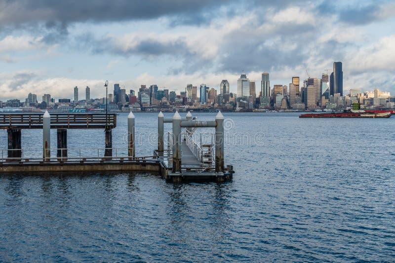Pier and Seattle Skyline stock photo. Image of buildings - 86606490