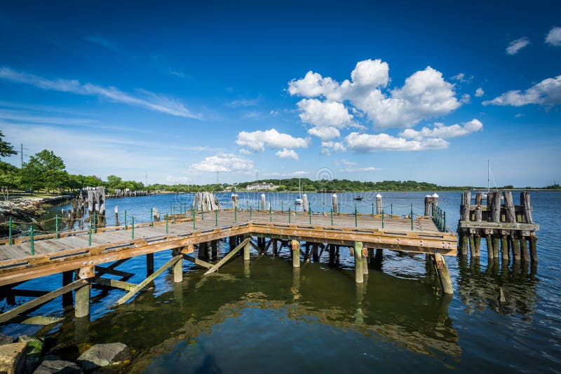 Pier in the Seekonk River, in Providence, Rhode Island. Stock Image ...