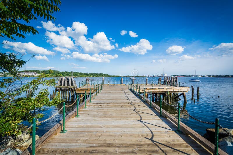 Pier in the Seekonk River, in Providence, Rhode Island. Stock Image ...