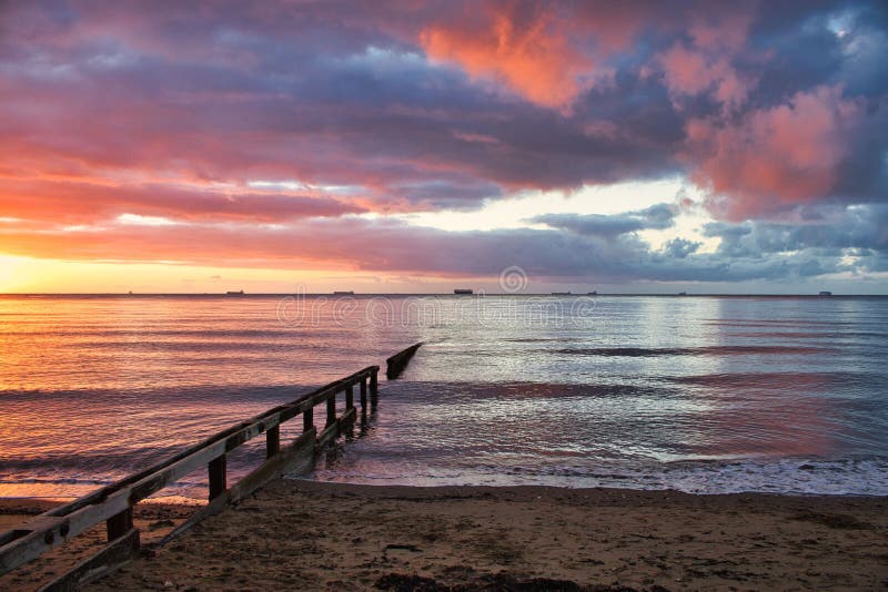 Pier in Shanklin, Isle of Wight at Sunset Stock Image - Image of nature ...