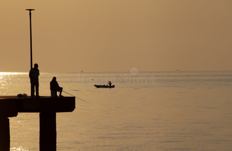 Sea Pier in the Early Morning Stock Image - Image of planks, floor ...
