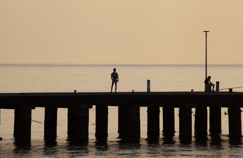 Sea Pier in the Early Morning Stock Image - Image of planks, floor ...