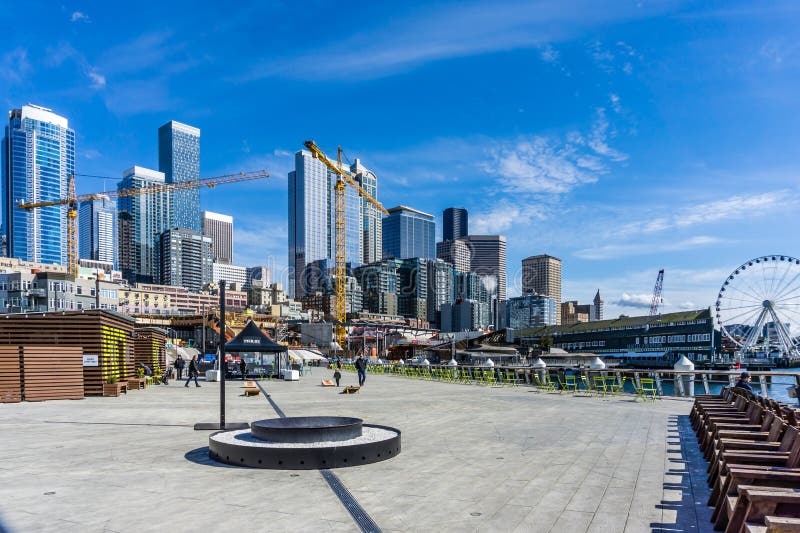 Pier and Skyscrapers 3 editorial stock image. Image of tall - 273345204