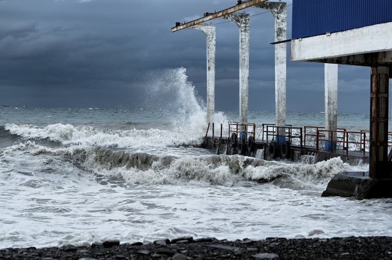 Pier during the storm stock photo. Image of natures, storm - 39273380