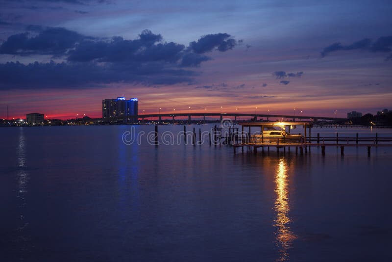 Pier at sunset stock photo. Image of dawn, rise, dusk - 90554446