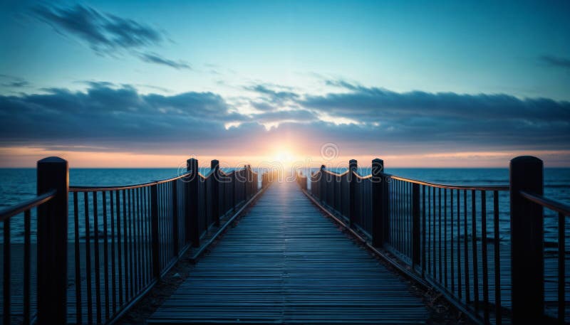 Pier at Sunset. Sea Pier in the Light of the Setting Sun Stock ...