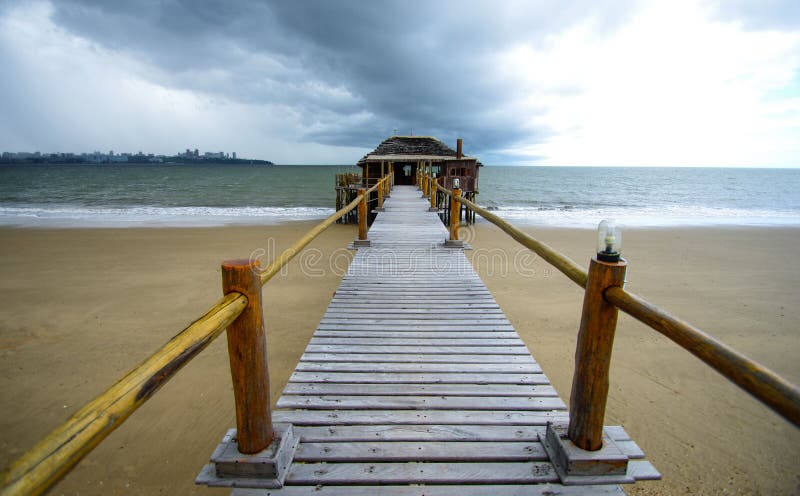 Pier towards Maputo bay stock image. Image of sand, catembe - 91835173