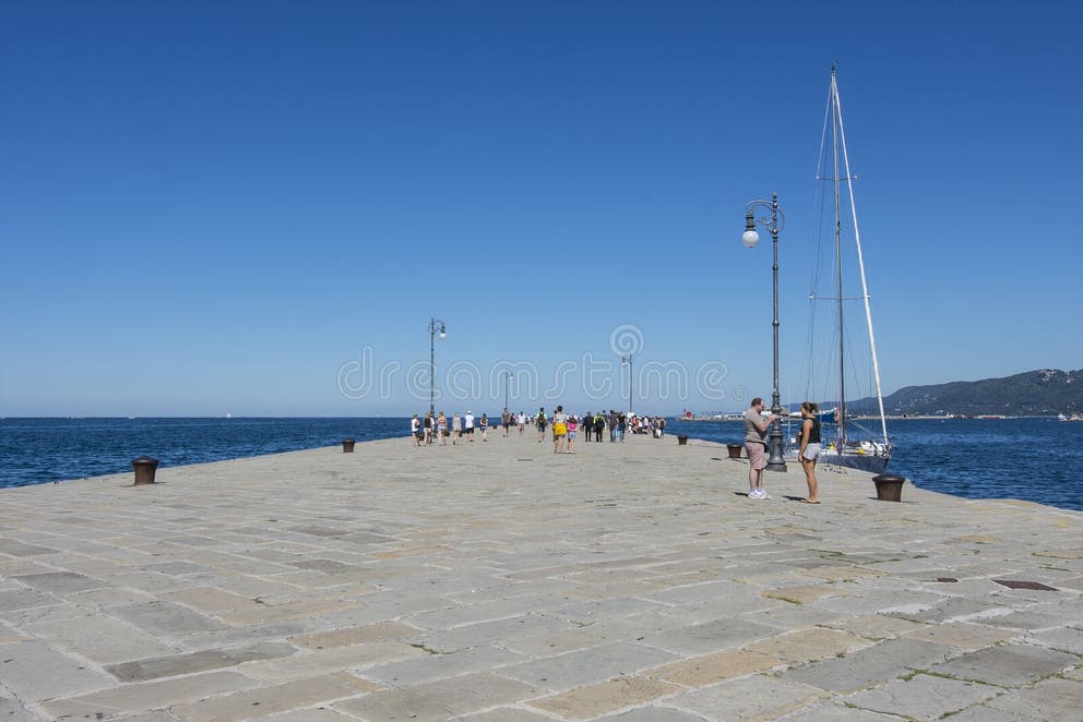 Pier in Trieste editorial stock photo. Image of marine - 76398273