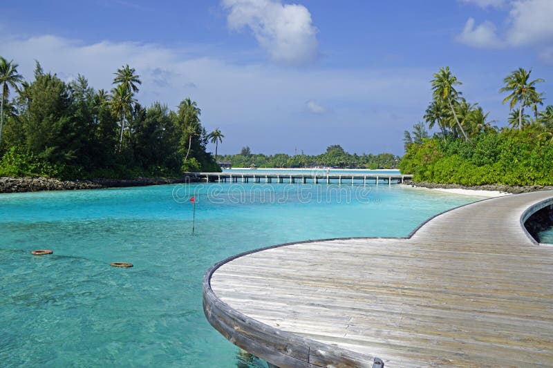 Pier View on a Maldive Island Stock Photo - Image of destination ...
