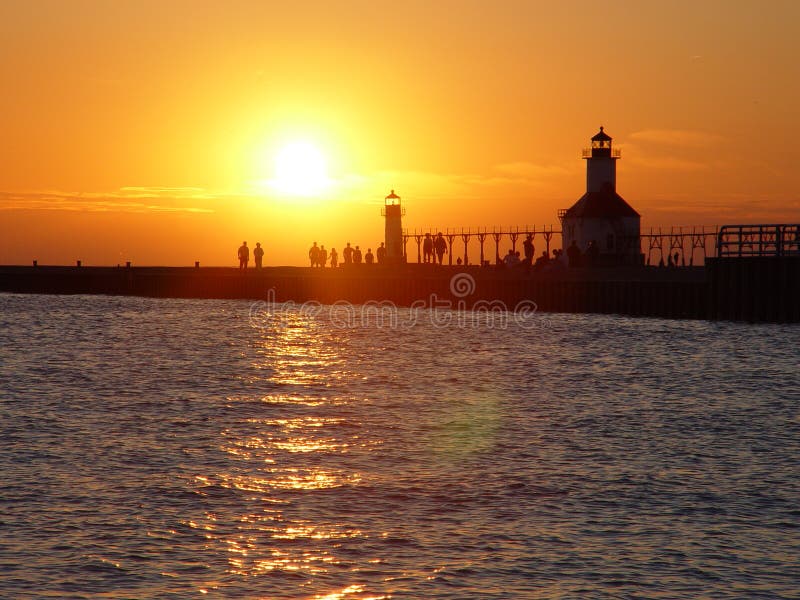 Pier Walking Sunset stock image. Image of orange, saint - 238797