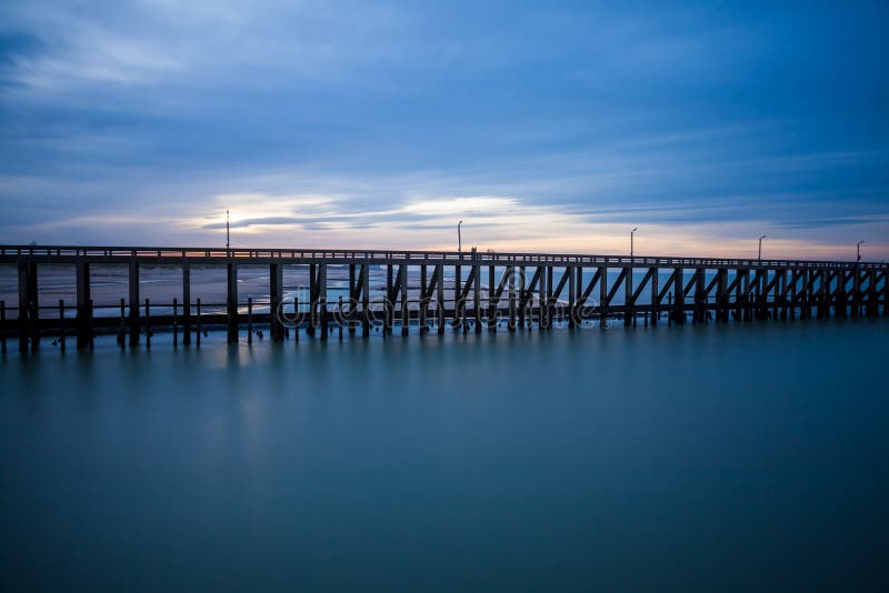 The Pier Whit Light Pole at the Sea Stock Image - Image of concrete ...