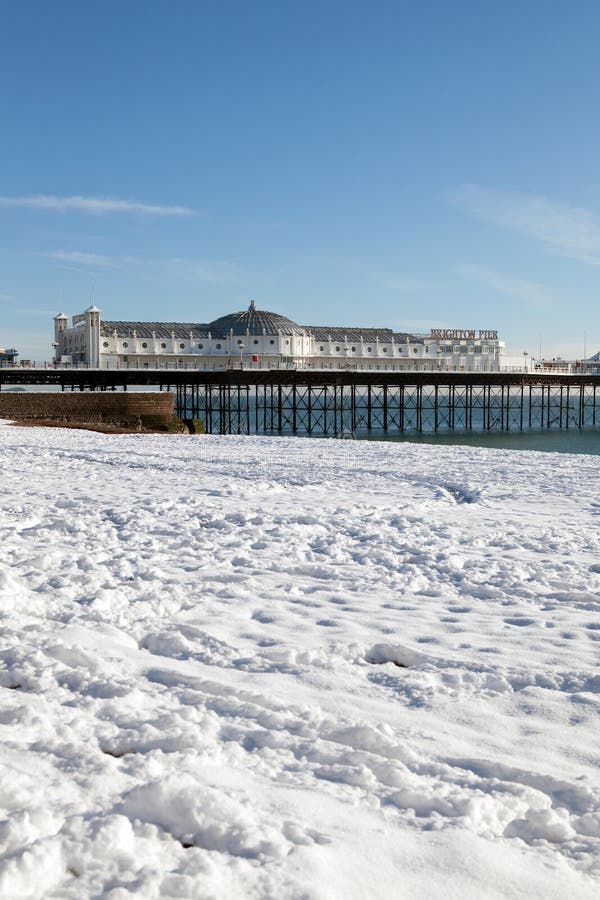 Pier winter snow brighton stock photo. Image of building - 17281200