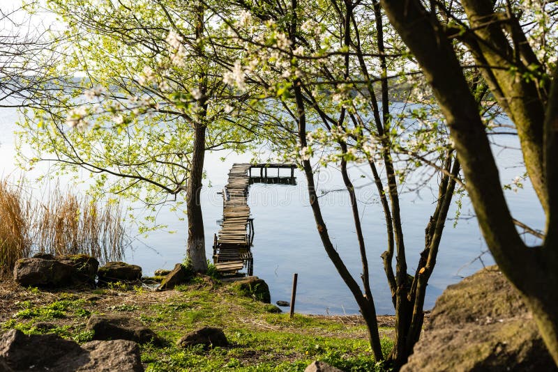 Pier, Wooden Platform Panton by the River. Stock Image - Image of ...