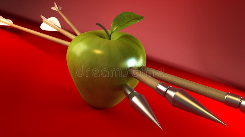 Pierced apple stock illustration. Illustration of archery - 5070545