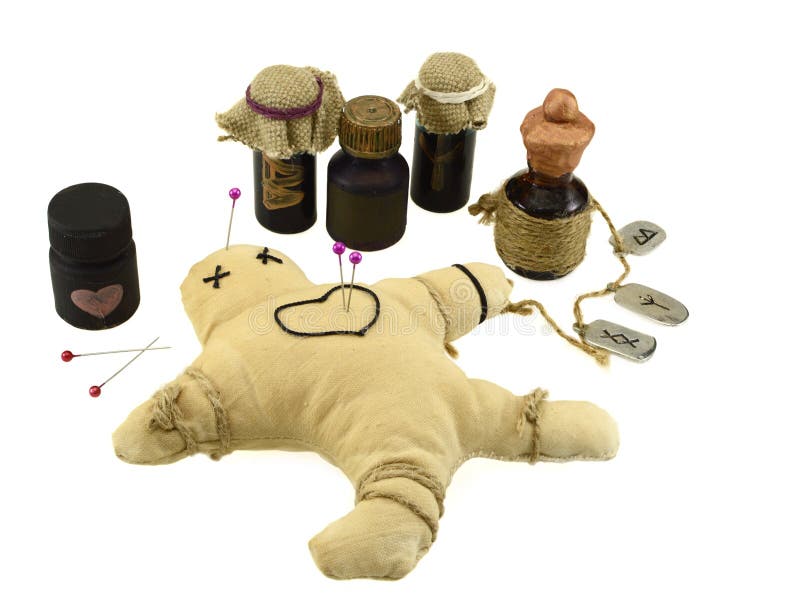 Pierced Voodoo Doll Isolated Stock Photo - Image of candles, isolated ...