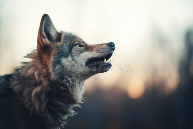 Piercing Eyes of a Wolf Howling during Twilight Stock Image - Image of ...