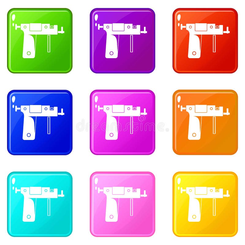 Piercing gun set 9 stock vector. Illustration of collection - 96493258
