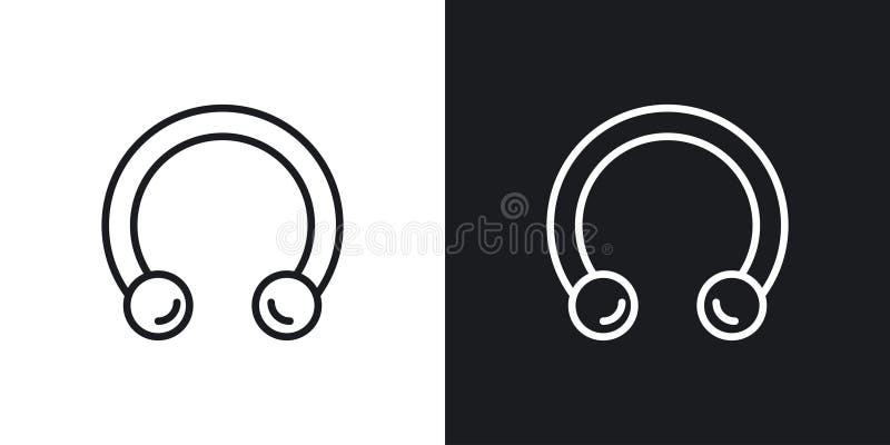 Piercing Icon Set. Ear Pierce Vector Symbol. Solid Metallic Curve ...