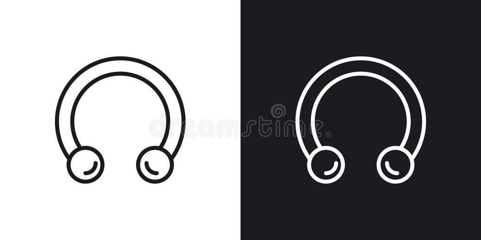 Piercing Icon Set. Ear Pierce Vector Symbol. Solid Metallic Curve ...