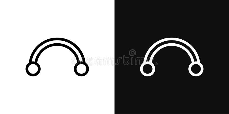 Piercing Icon Set. Ear Pierce Vector Symbol. Solid Metallic Curve ...