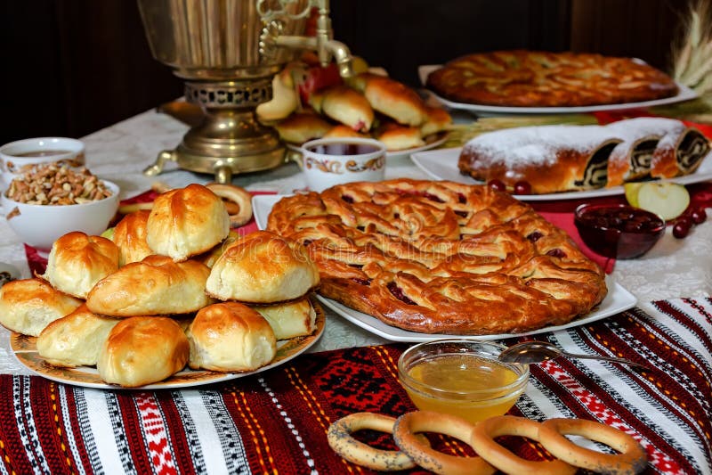 Pies with Cherry Pie on the Table. Stock Image - Image of homemade ...