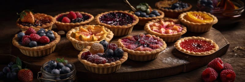 Pies with Different Types of Fruit Jams Stock Illustration ...