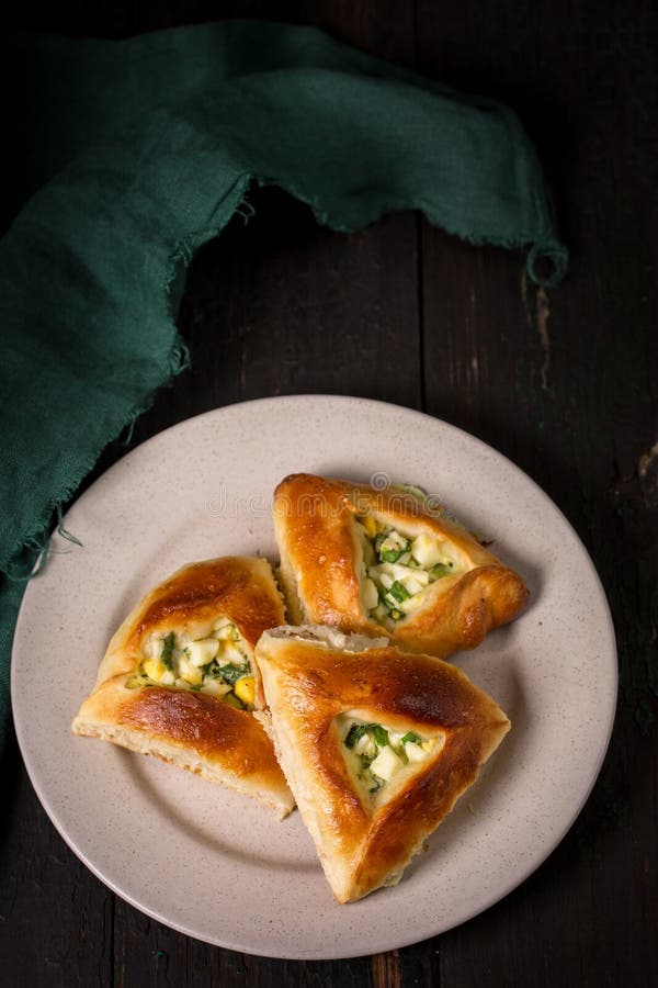 Pies in the Form of a Triangle, Top View Stock Image - Image of baked ...