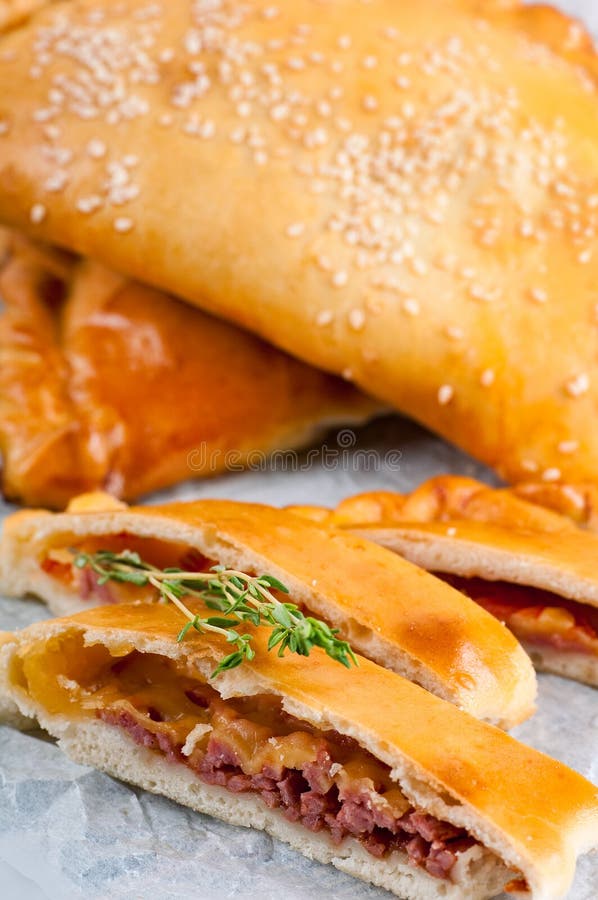 Pies with Meat and Cheese, Bread Products Stock Photo - Image of dish ...