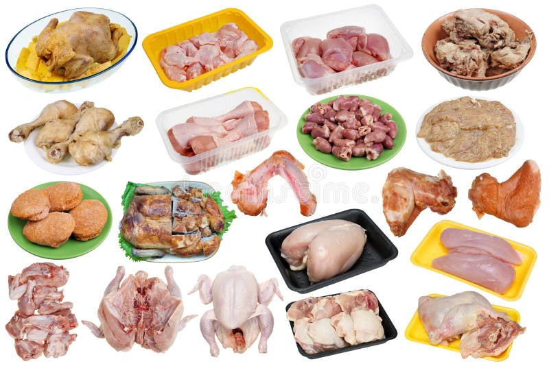Piezas De Pollo En Diferentes Variaciones Conjunto Imagen de archivo ...