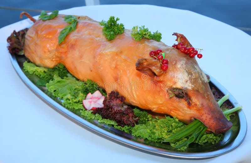 Pig stock photo. Image of greens, roast, pork, grill, farrow - 7460148