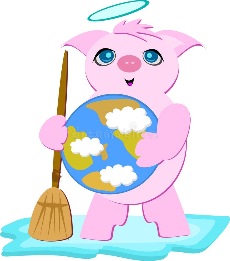 Pig Angel with Planet Earth Stock Vector - Illustration of smile ...