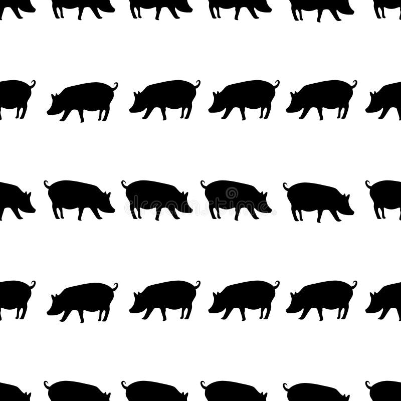 Pig Black Shadows Silhouette in Lines Pattern Eps10 Stock Vector ...