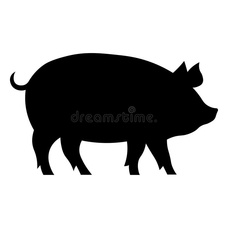 Pig Black Vector Icon on White Background Stock Vector - Illustration ...