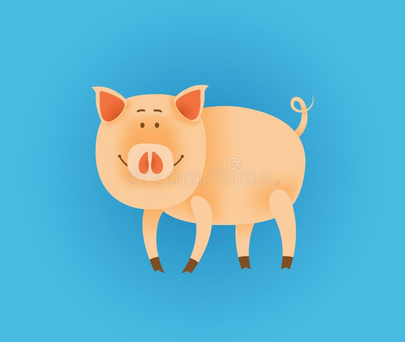 Pig on blue background stock vector. Illustration of piggy - 200197637