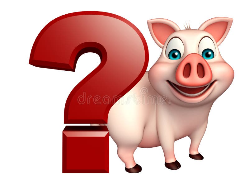 Pig Cartoon Character with Question Sign Stock Illustration ...