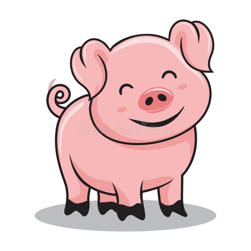 Pig Cartoon Cute Swine Illustration Stock Vector - Illustration of ...