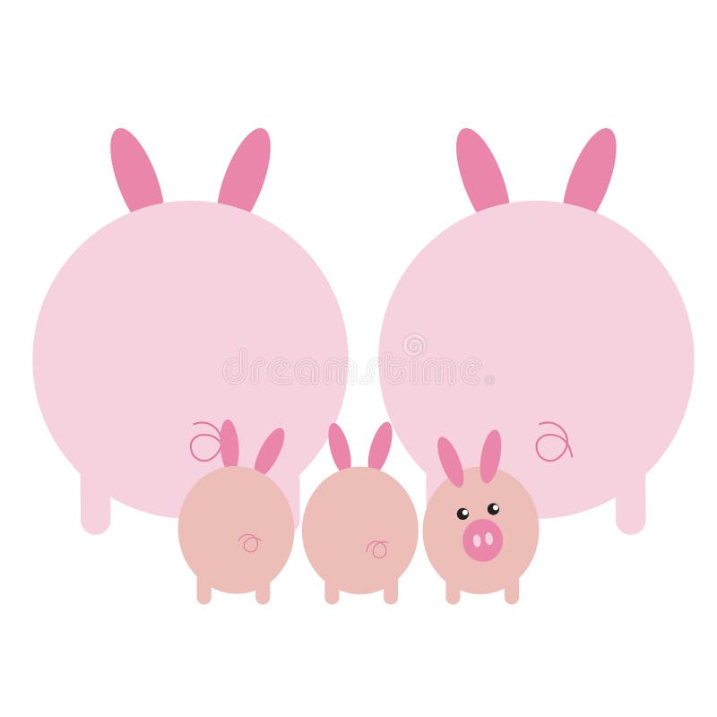Pig Cartoon Family. Vector Illustration Decorative Design Stock Vector ...