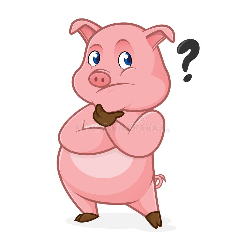 Pig cartoon thinking stock vector. Illustration of animal - 95811375