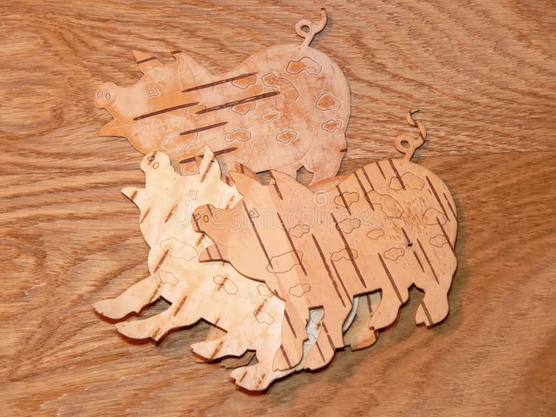 Pig Carved from Birch Bark Handmade Stock Image - Image of ancient ...